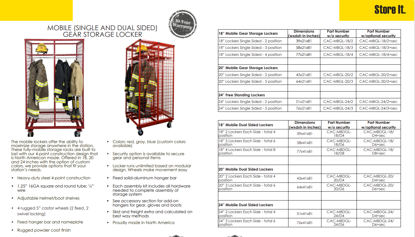 Double Sided Mobile Gear Storage Locker - 18" Wide - 8 Positions | Shop ...