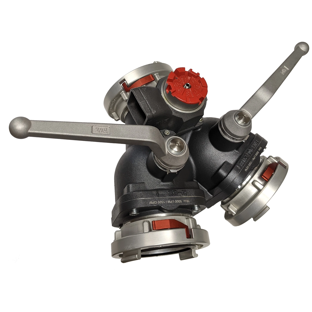 H600 - Superflow 2-Way Ball Valve - 5" Storz Lock x (2) 5" Storz Lock ...