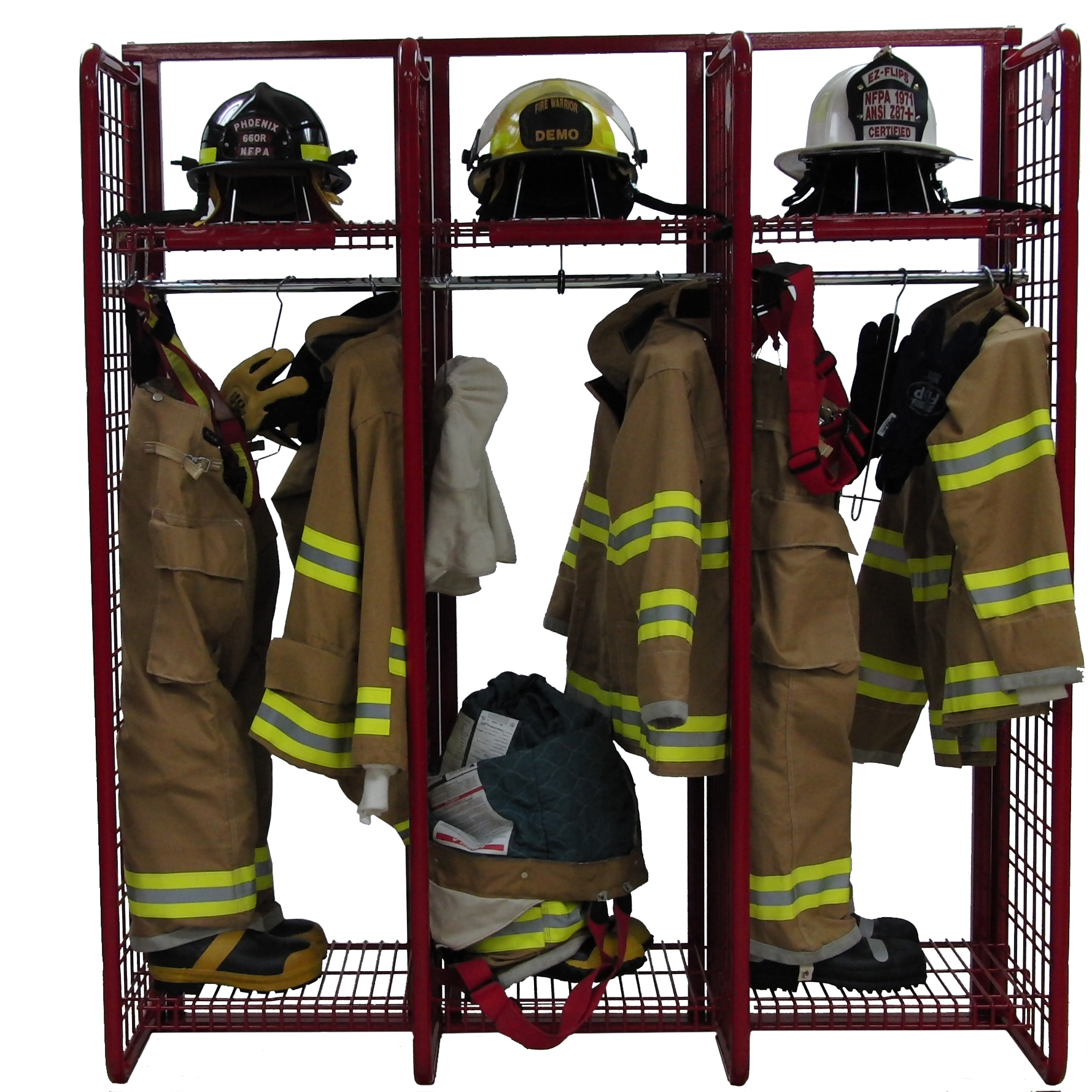 Wall Mounted Red Rack™ Turnout Gear Storage System - 24" Wide Sections ...